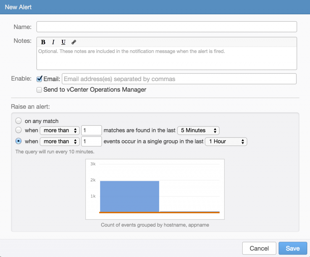 Log Insight Alerts : User Alerts + Thresholds - SFlanders