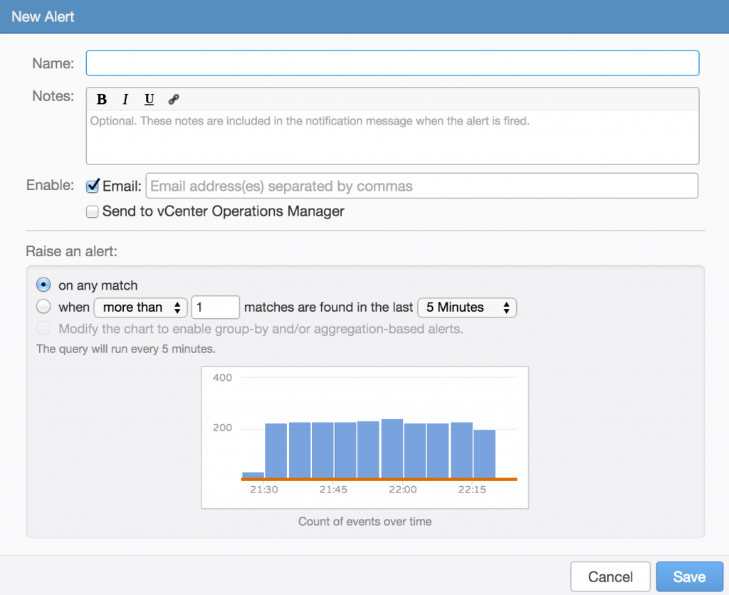 Log Insight Alerts : User Alerts + Thresholds - SFlanders